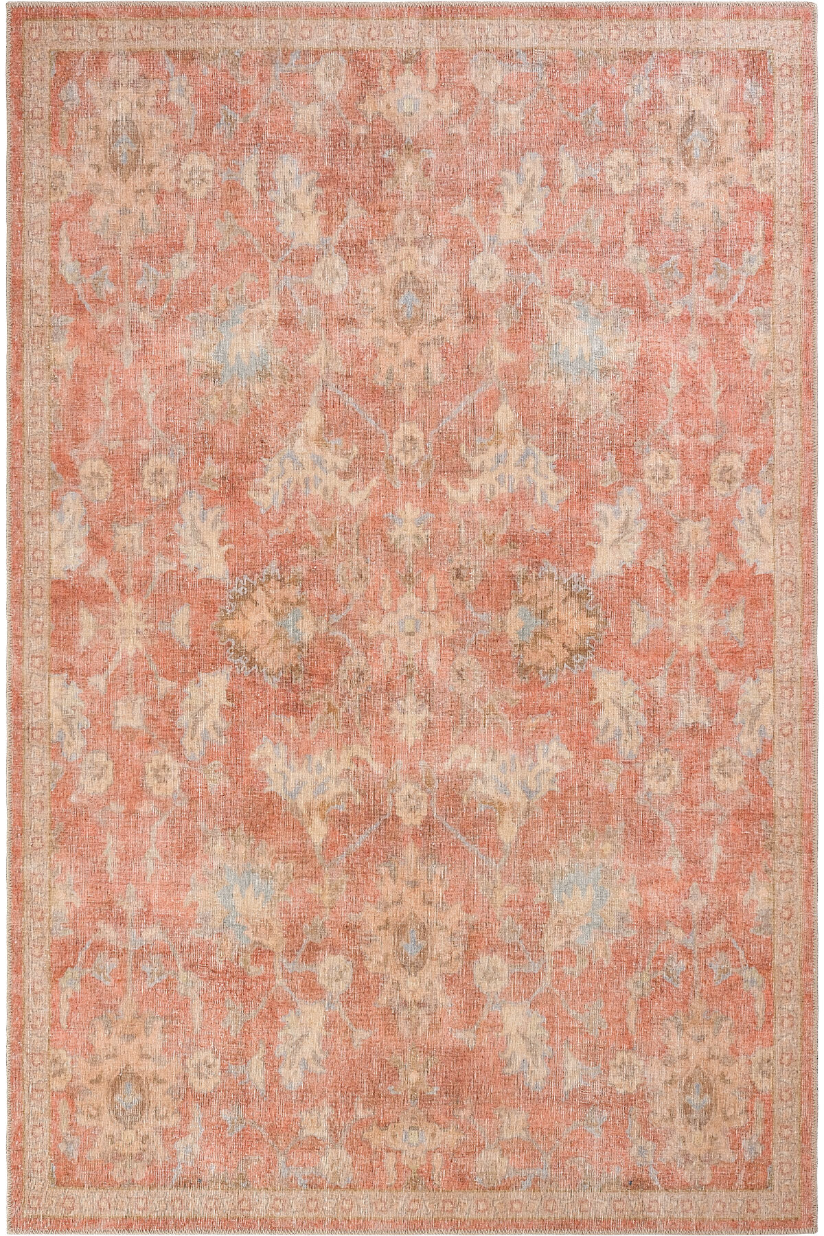 Ковер Cool Hali Private 61-0833 Винтажный ковер 75х150 см с этническим узором цвета медная дымка (кирпичный, бежевый, пудровый голубой)