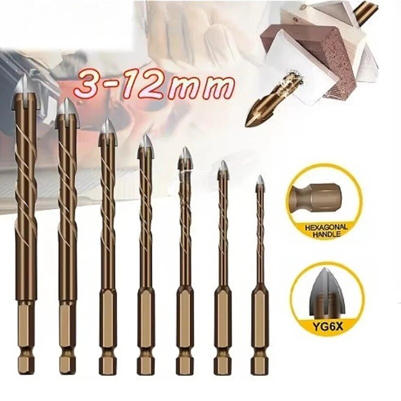 Крестообразные сверла для плитки и бетона 3/4/5/6/8/10/12 мм 8MM