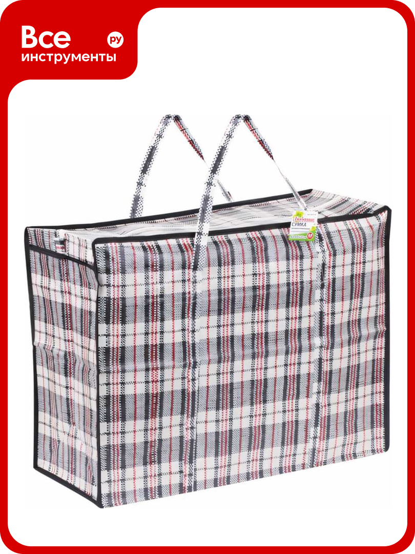 Хозяйственная сумка-баул любаша полипропилен, 60x45x25 см, 68 литров, черно-красная, 150 г/м2 604700