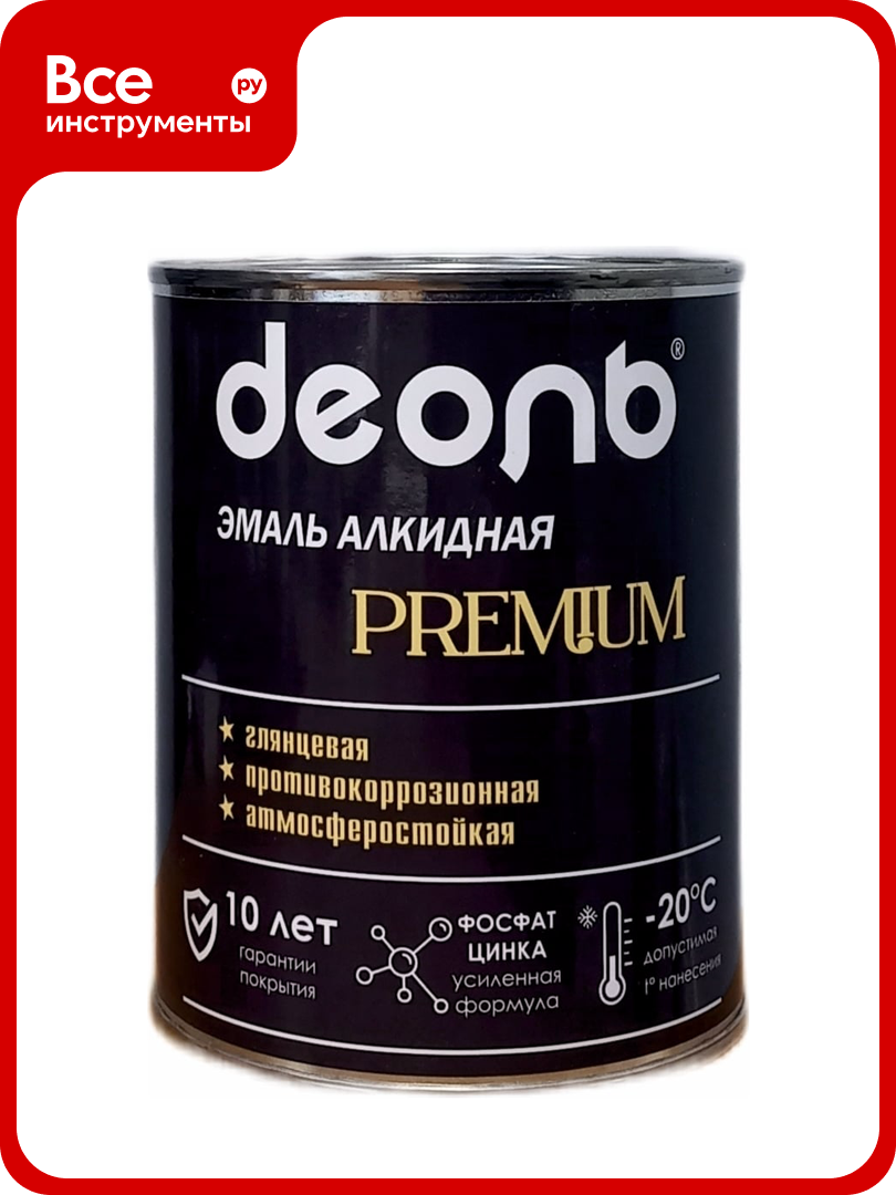 Алкидная эмаль с фосфатом цинка Деоль PREMIUM белая RAL 9016 глянцевая 0,75л, эмали входит фосфат цинка, моющих средств