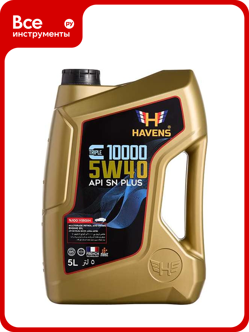 Масло HAVENS Triple C SAE 5W40 API SN PLUS, SN/CF, ACEA A3/B4 5L HTC5W40SNP5 для всесезонной эксплуатации