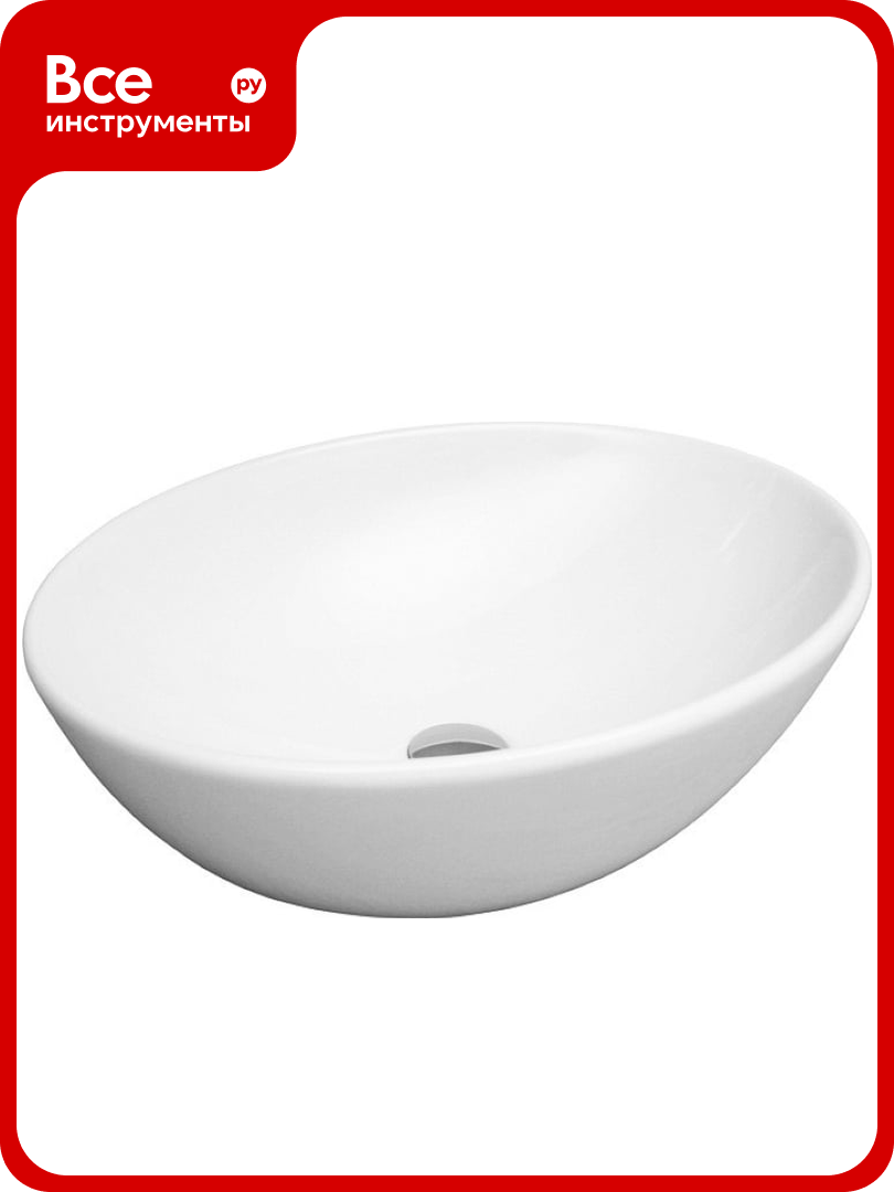 Раковина Teymi Lori 40 накладная, белая T50505 ЦБ-00264839 из санфарфора, с эмалевым покрытием, современный