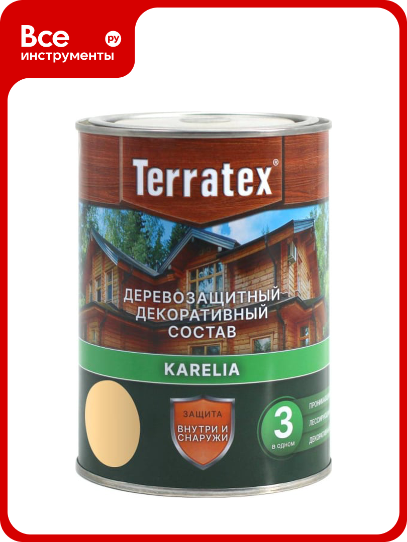 Деревозащитный декоративный состав терратекс бесцветный, 0.75 кг, 1 л ЭК000136987