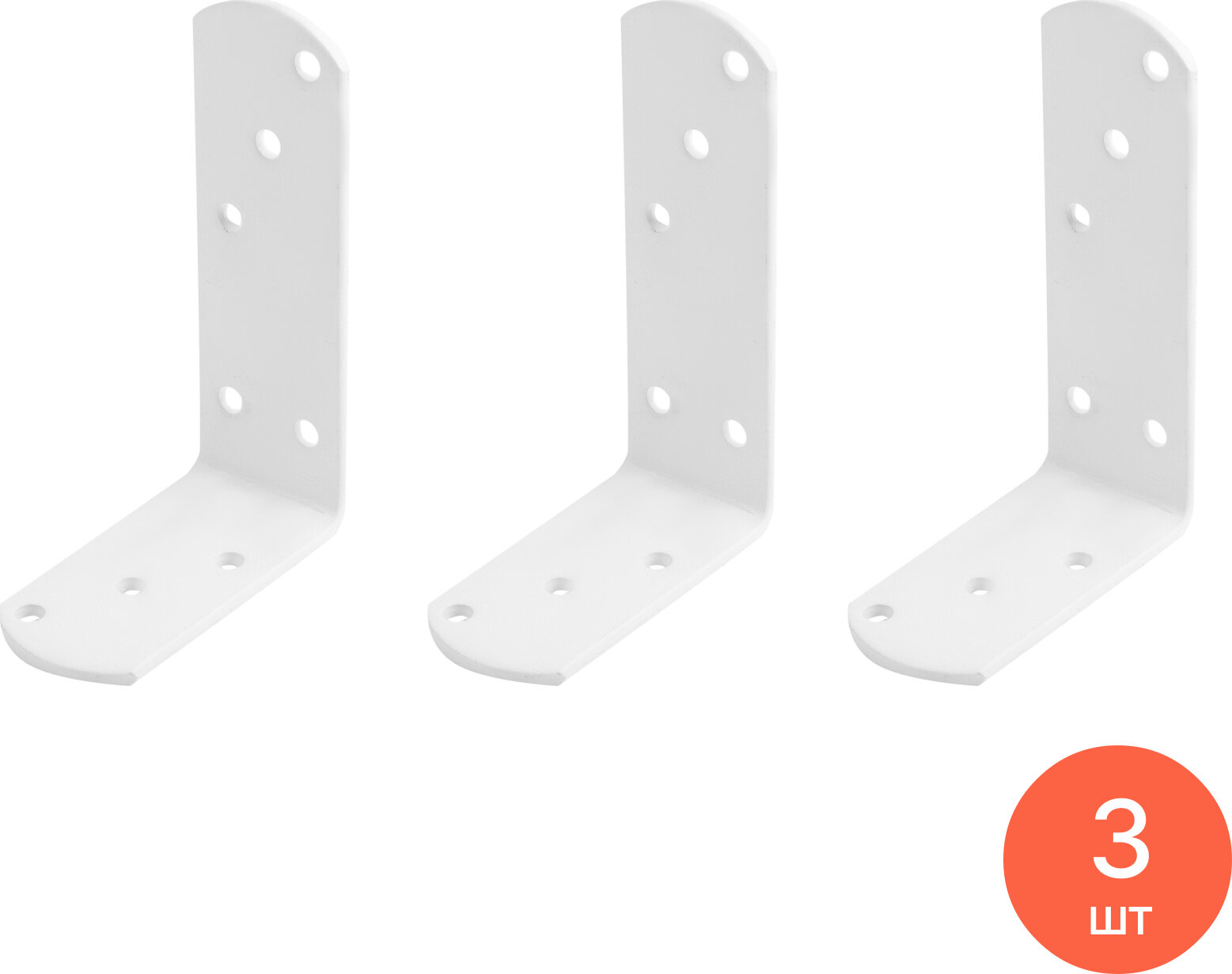 Уголок мебельный Петротех бытовой, из стали, цвет белый, 80х120х40х4мм, 1шт. / фурнитура для мебели (комплект из 3 шт)
