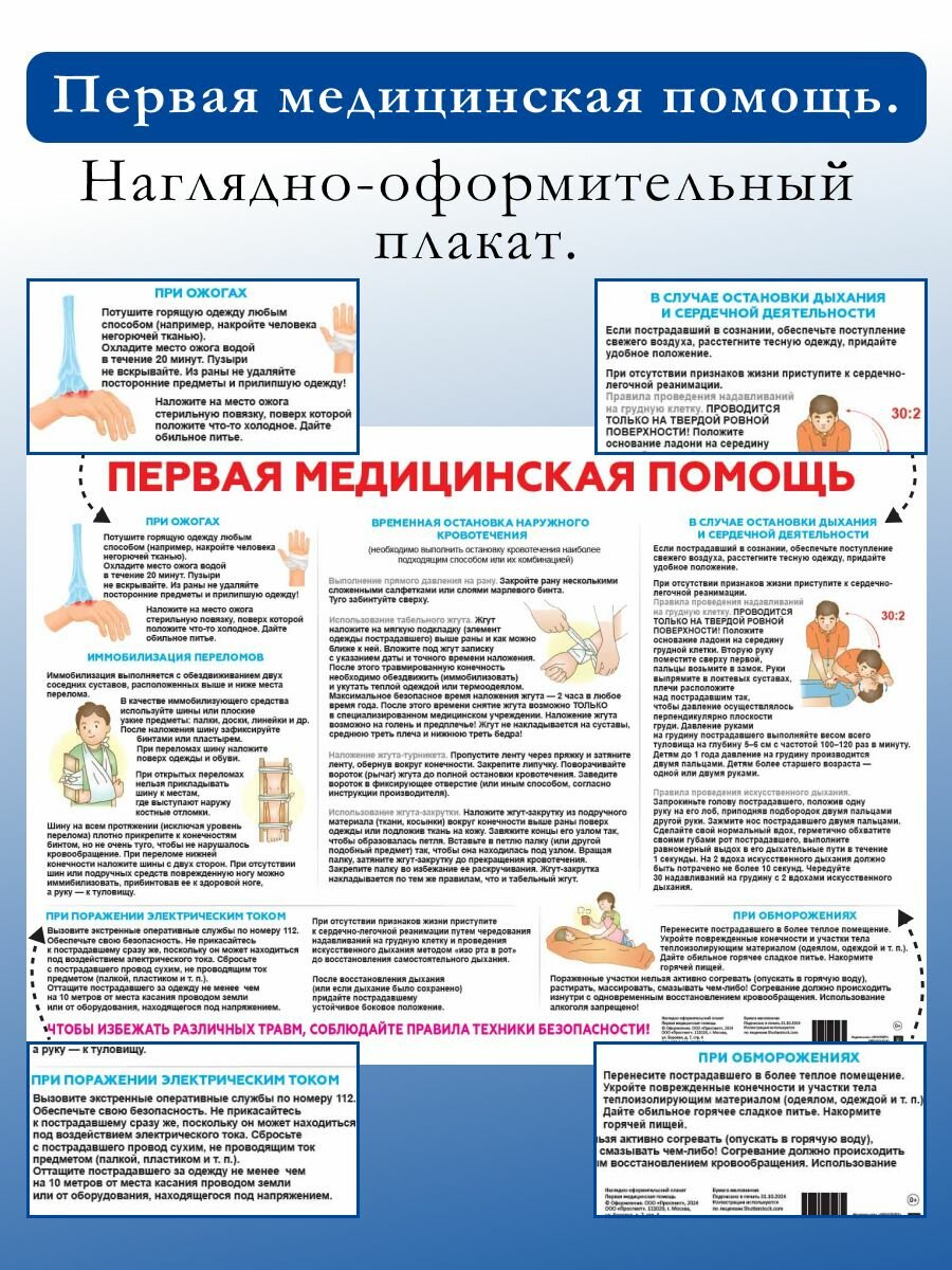 Первая медицинская помощь. Наглядно-оформительный плакат.