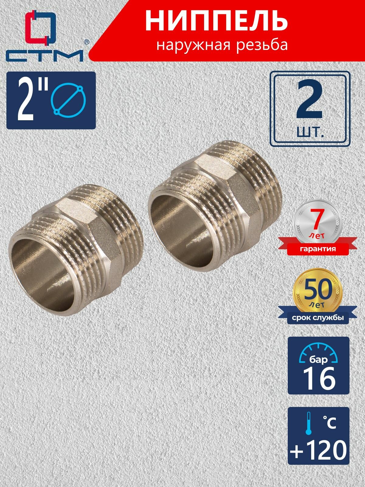 Ниппель 2" наружная резьба CTM (2 шт.)