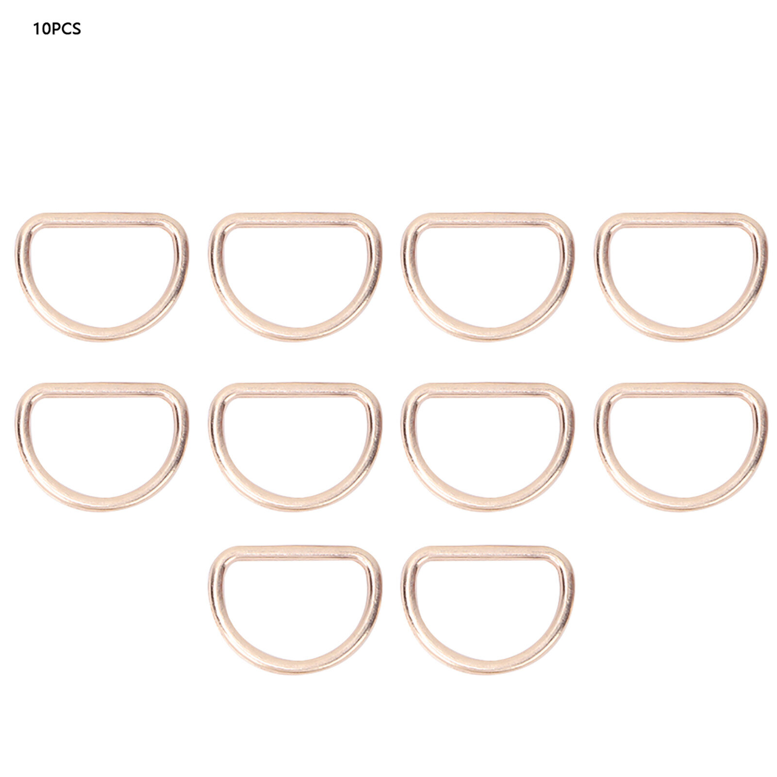 15 мм, 10 шт. D-образных колец, регулировочные петли, сплав, D-образные кольца для сумок, одежды, ремней, лямок (золотистые)
