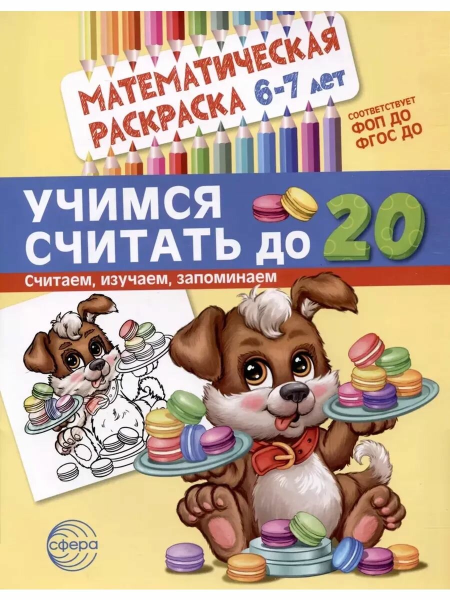 Математическая Раскраска 6-7 лет. Черно-белая. Учимся считат