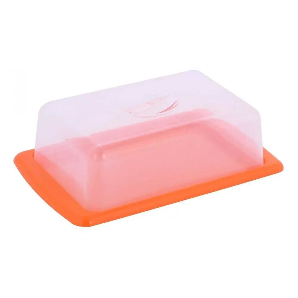 Масленка 'Смак - эконом' прямоугольная, пластик, цвет оранжевый, прозрачная крышка