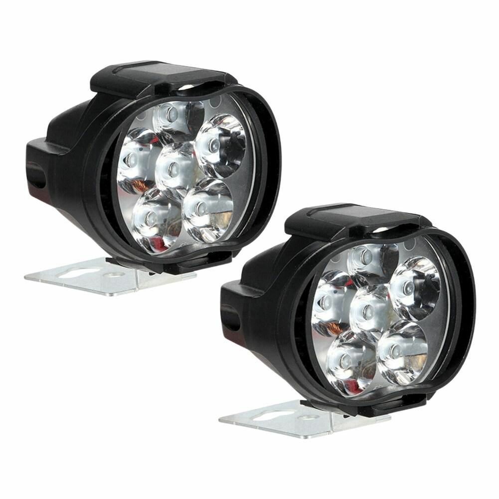 LED фары для мотоцикла, 12В, 6 светодиодов, высокий/низкий луч, стробоскоп, универсальные