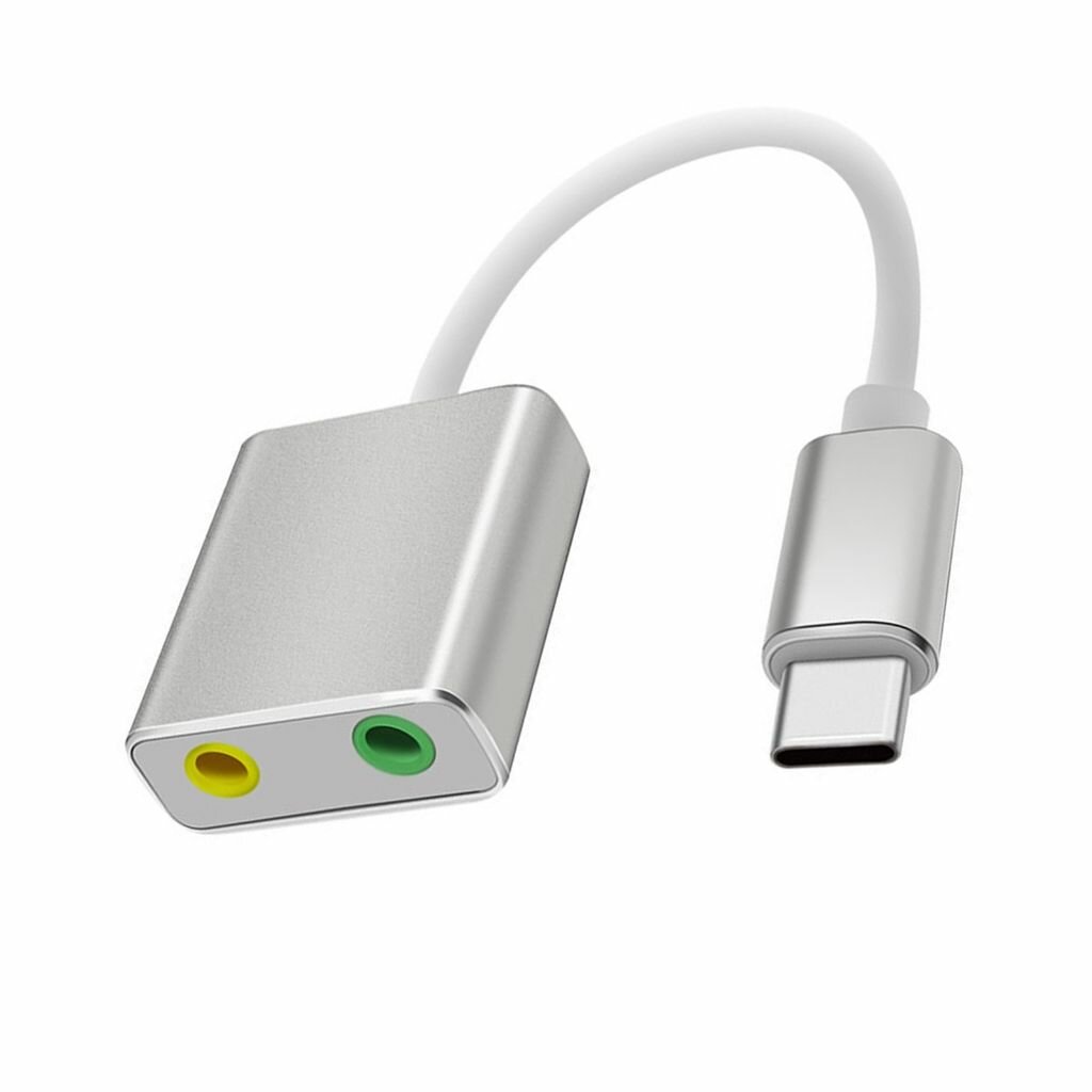 Портативный аудиоадаптер USB на 3,5 мм для подключения наушников, динамиков и микрофонов