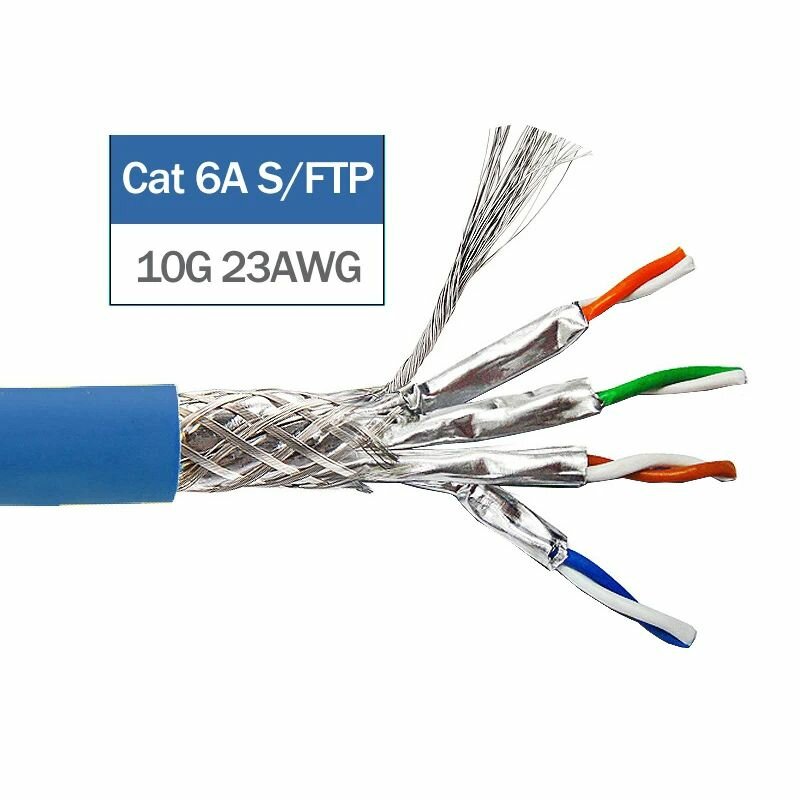 Монтажный кабель SFTP для сети 10 Гбит/с Cat7 Cat6A, одножильные медные провода AWG23 LSZH, поддержка PoE/PoE+/4PPoE