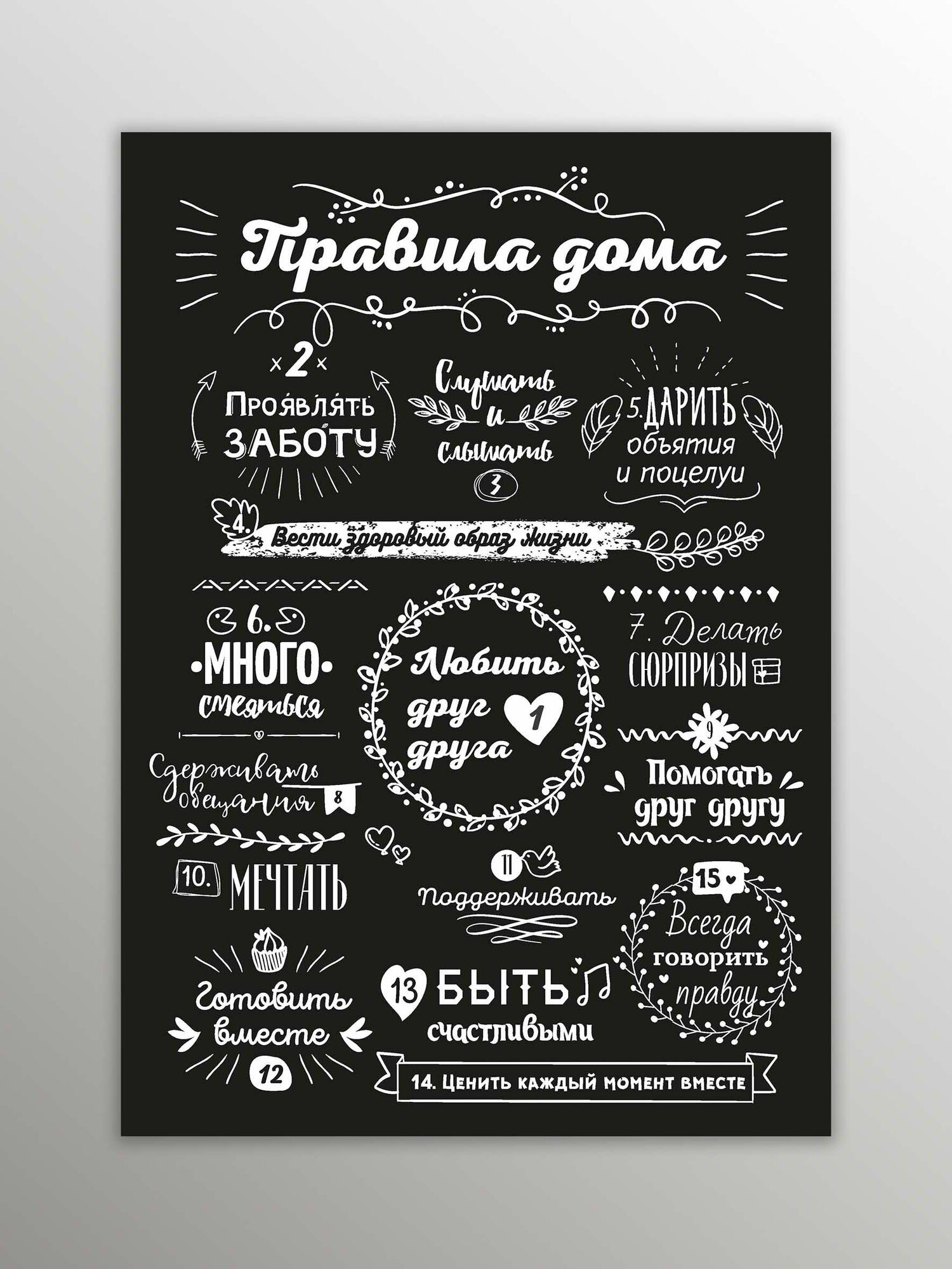 Магнит на холодильник Правила дома, сувенир в подарок, размер А4, Порадуй