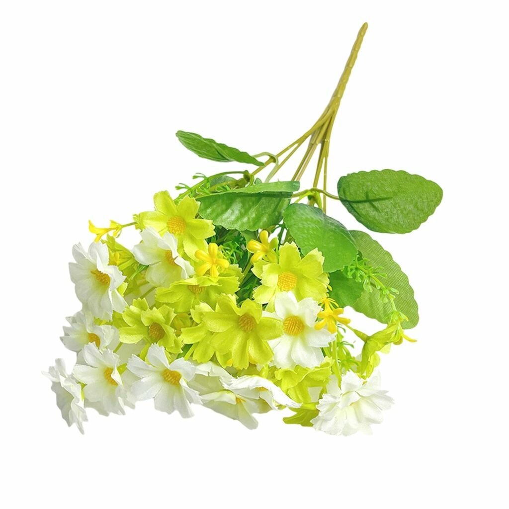 Имитация букета из 28 маленьких ромашек бело-зеленого цвета