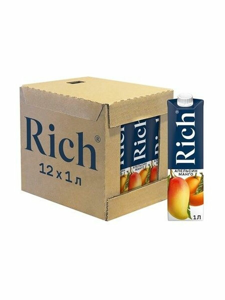 Сок Rich (Рич) Манго-Апельсин, 12 шт по 1 л