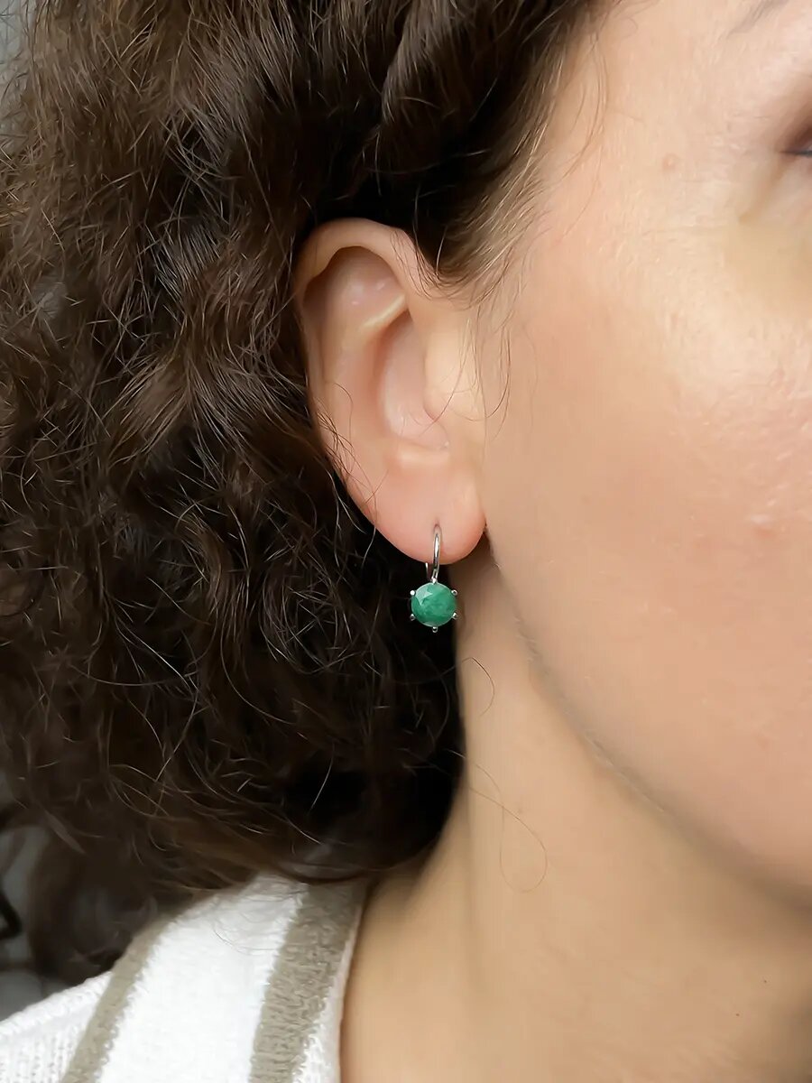 Серьги, серебро, 925 проба, изумруд