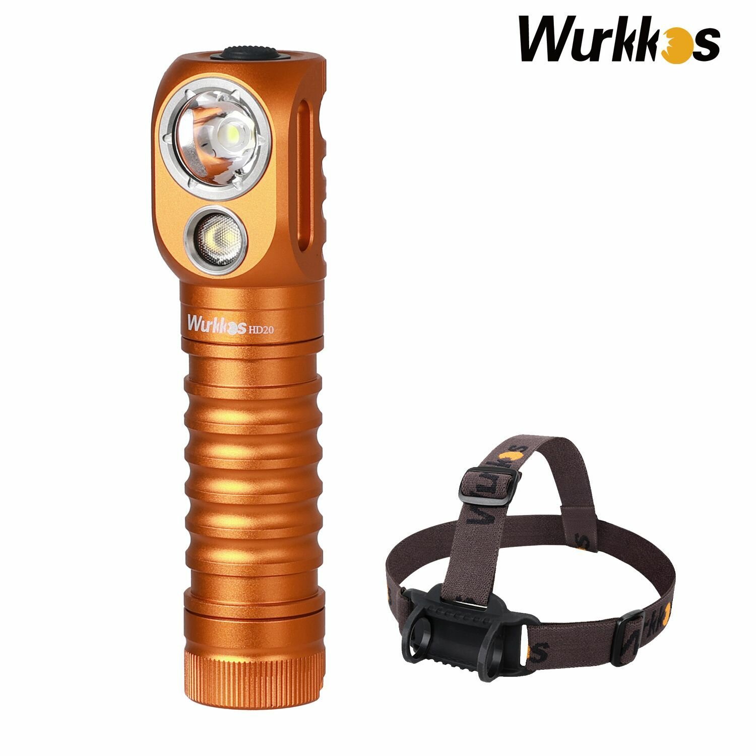 Налобный фонарь Wurkkos HD20 Перезаряжаемый налобный фонарь 2000 лм Двойной Обратная зарядка Магнитный хвост с аккумулятором 21700 оранжевый 5000k