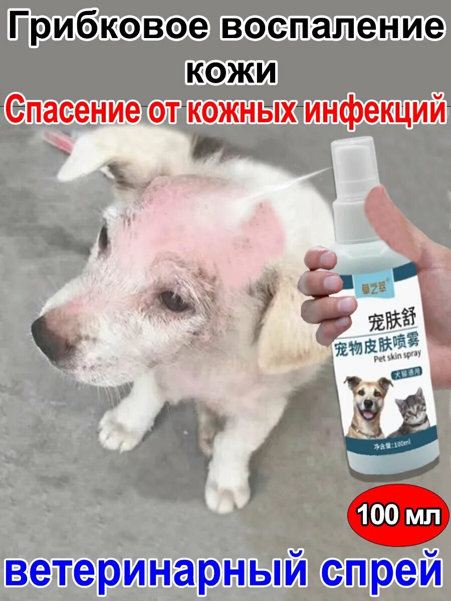 Спрей от лишая у кошек и собак, дляухода за кожей животных