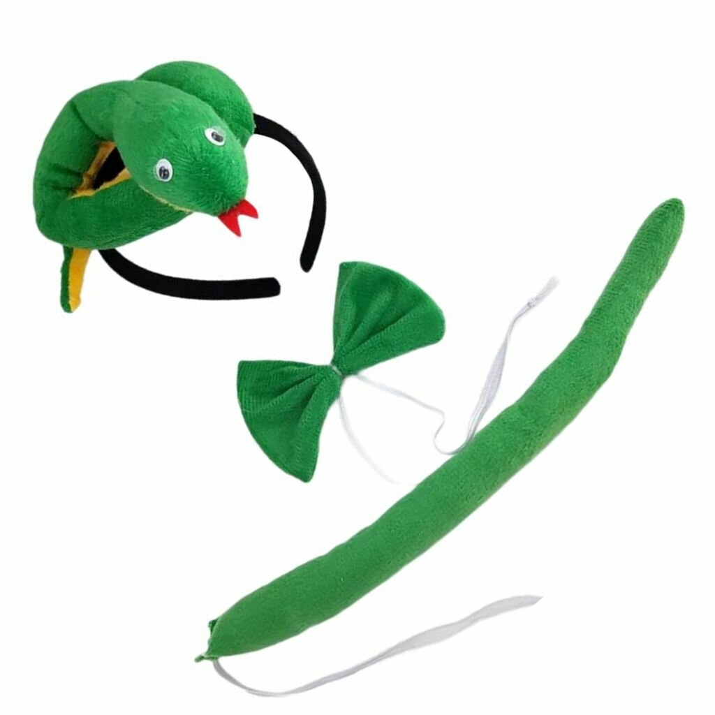 (1 комплект) Набор объемных колец для головы змеи в виде животного -набор желто-пузатых зеленых змей из трех частей