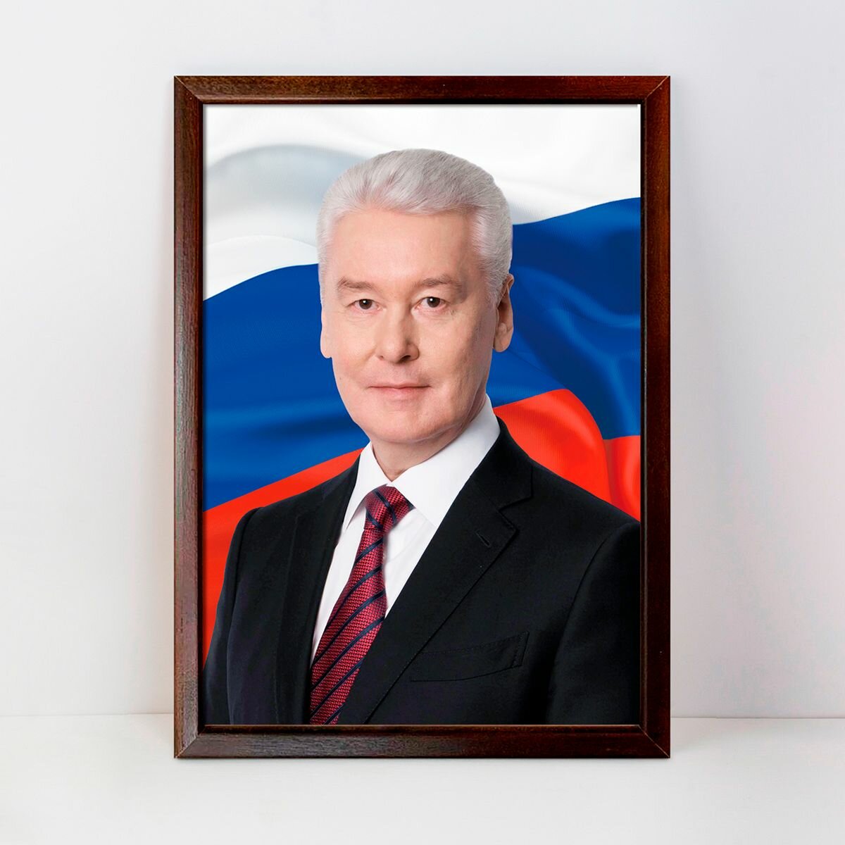 Портрет Собянина С. С. на холсте в рамке под дерево / А-4 (21x30 см.)