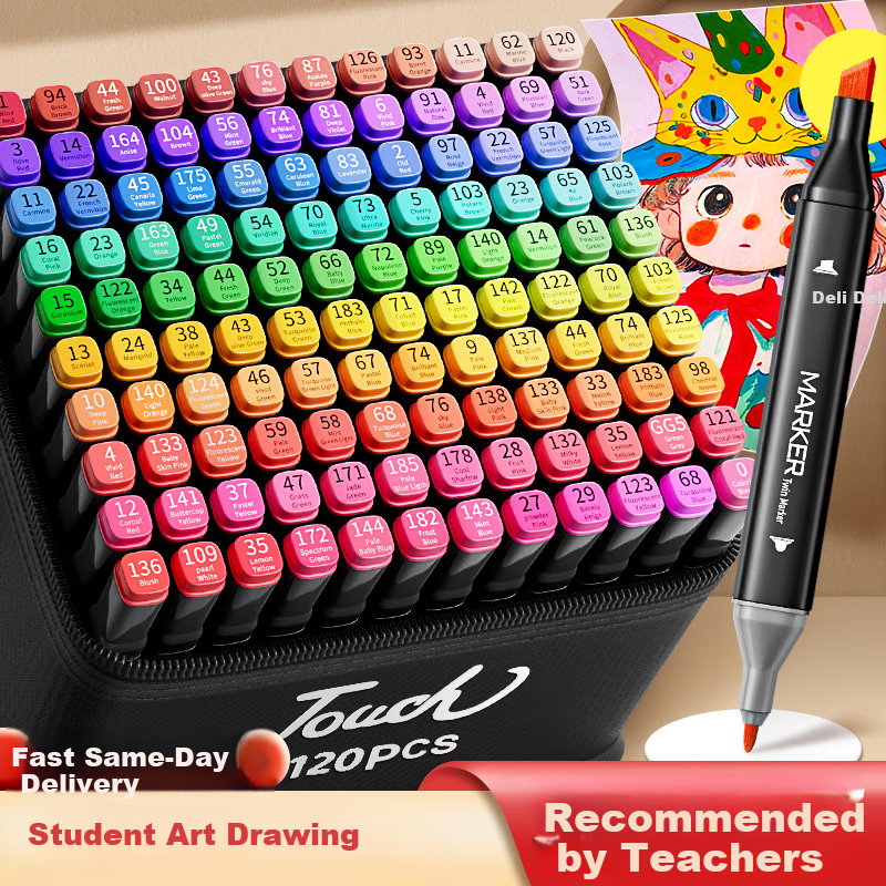 ShuXing 24 Colors Marker Pen Set for Art Students, Watercolor Pens with Dual Tips for Primary and Middle School Children, Non-toxic Anime Marker Pen Set