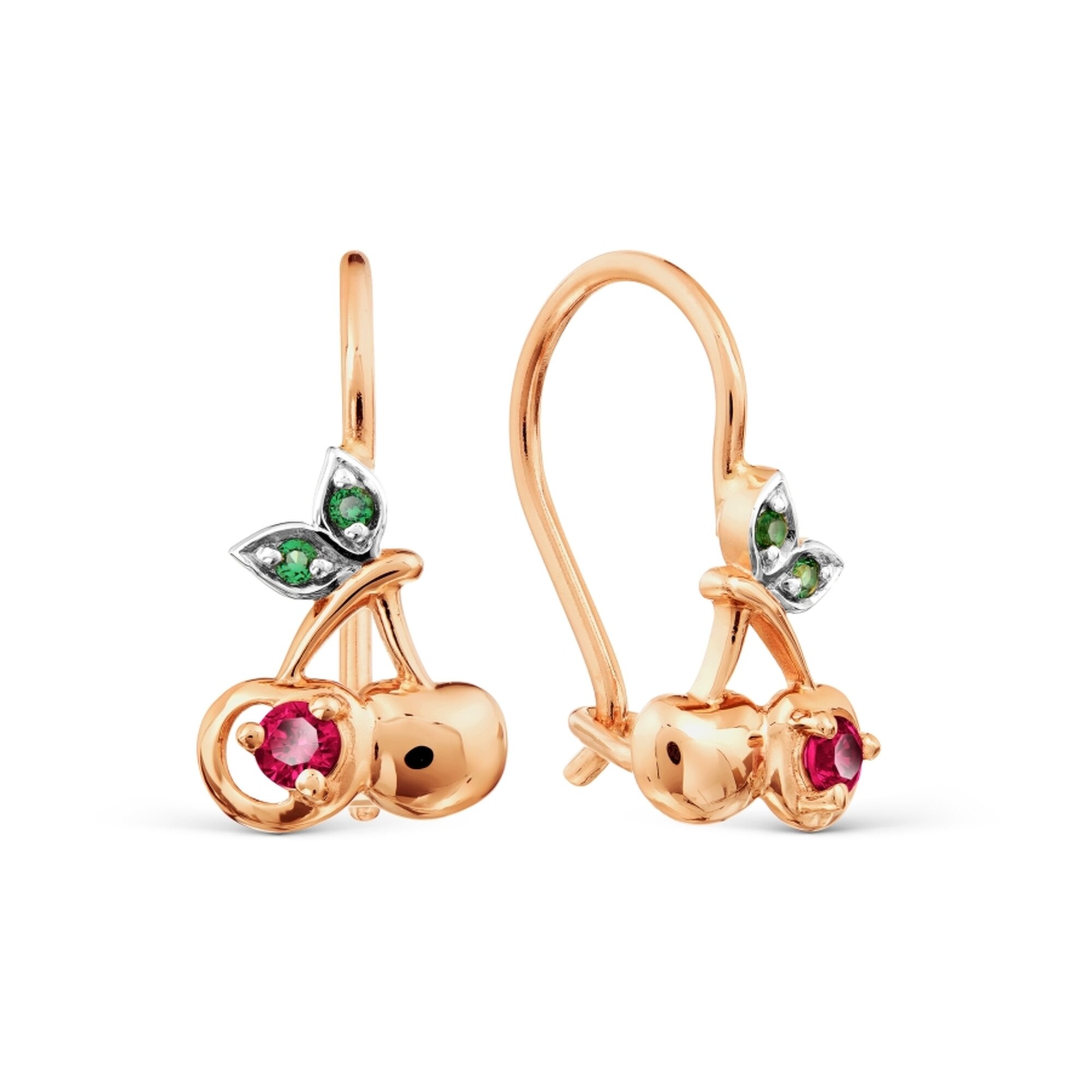 Серьги, красное золото, 585 проба, фианит