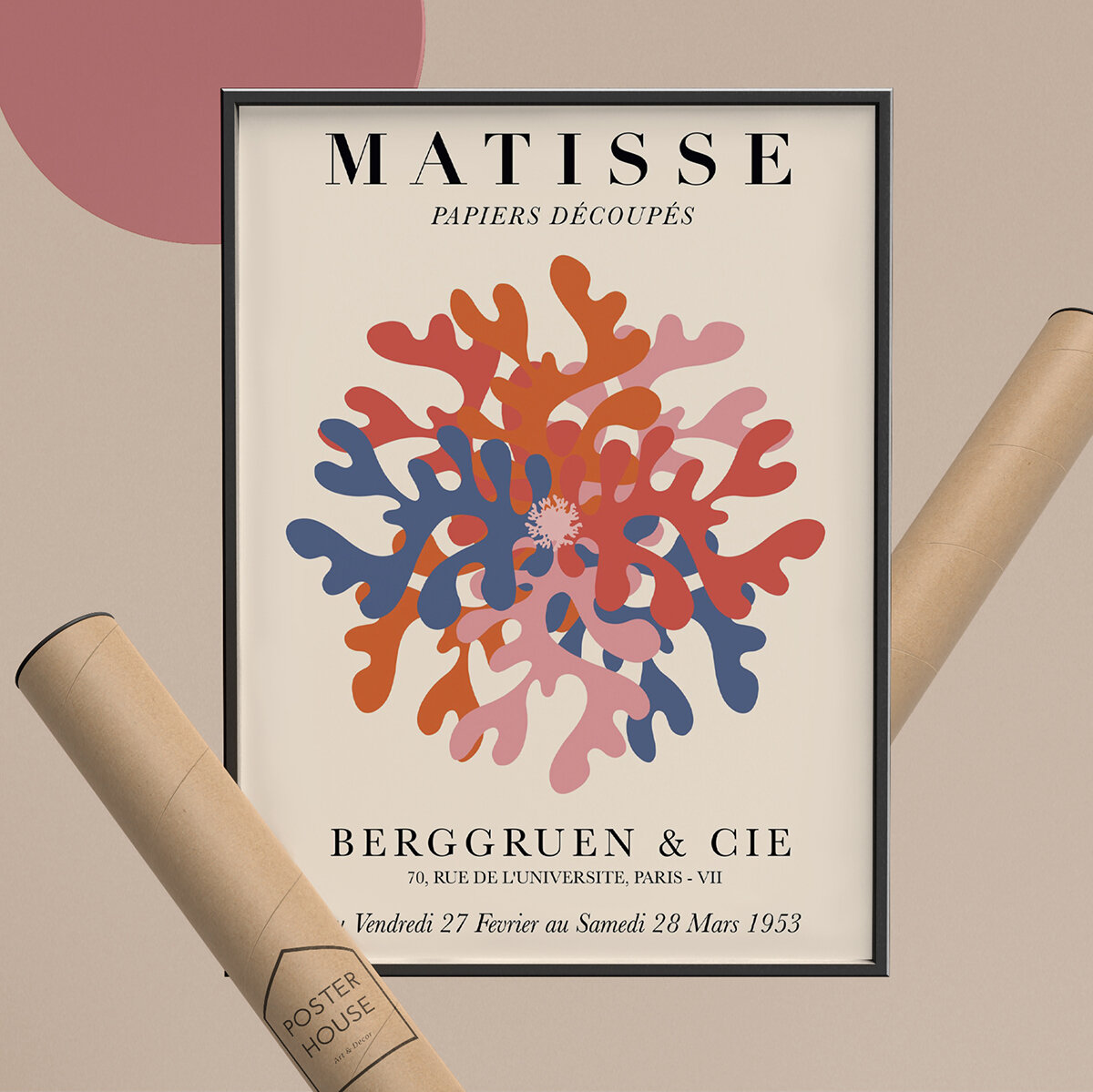 Постер Матисс 40х50 см без рамы/ Абстрактный, минималистичный, линии, винтажный плакат/ Репродукция Анри Матисс, абстракция/ Эстетичный бежевый плакат, постер для интерьера