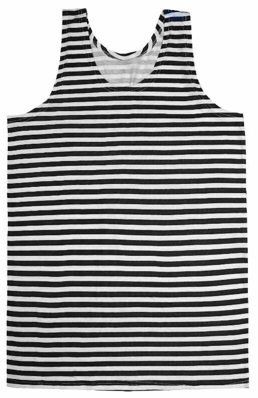 Майка-тельняшка черная, узкое плечо (кулирка)