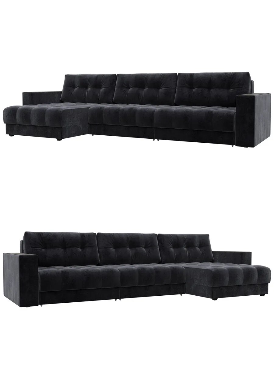 Большой угловой диван Лазурит 331x91x159 см, с универсальным углом, спальное место 143х288 см, ящик для белья, велюр