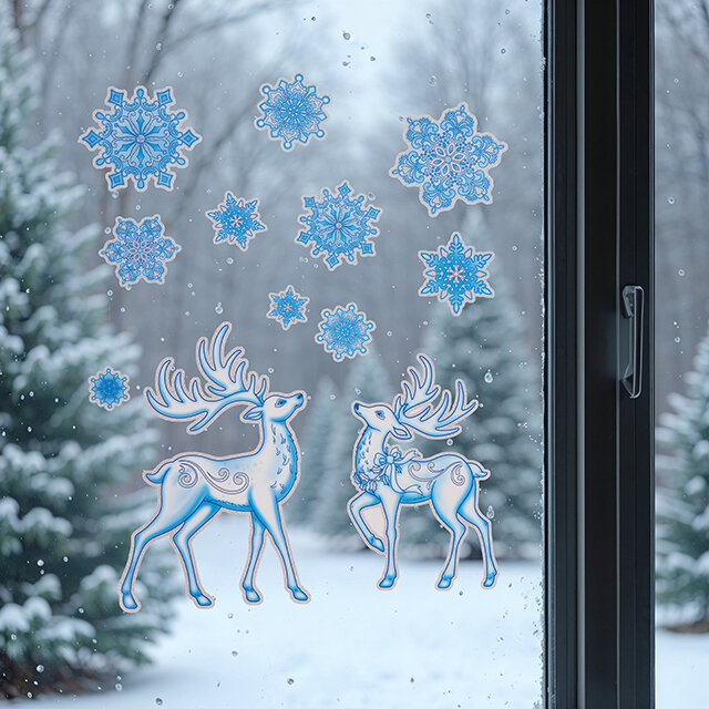 Новогодние наклейки на окно Помощники Деда Мороза 41*29 см, Winter Deco, 1000369