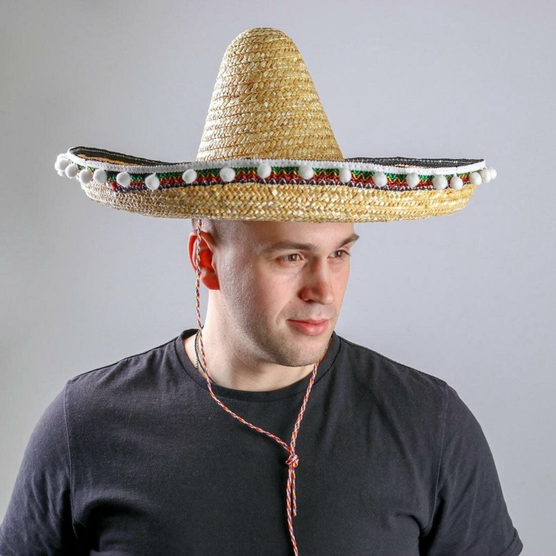 Головной убор Страна Карнавалия "Сомбреро", соломенная, бежевый