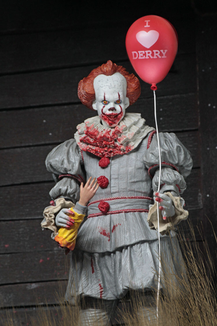 Stephen King's It，Pennywise，Модель персонажа-клоуна, подвижные соединения, ПВХ, 18 см, в коробке, 1 шт
