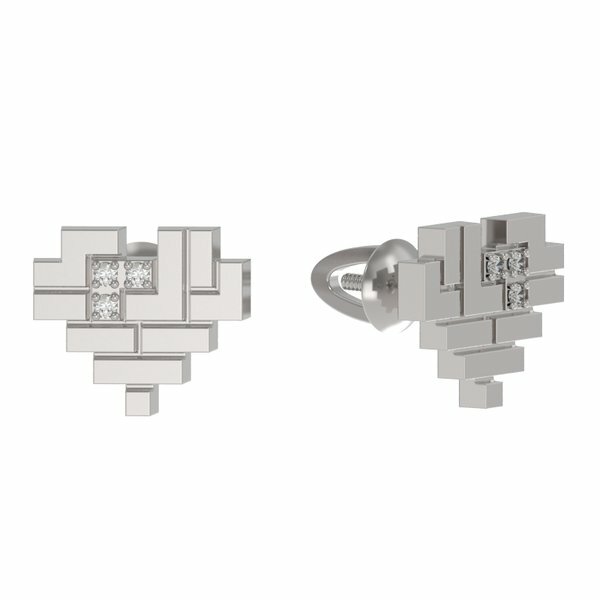 Серьги пусеты, серебро, 925 проба, циркон синтетический