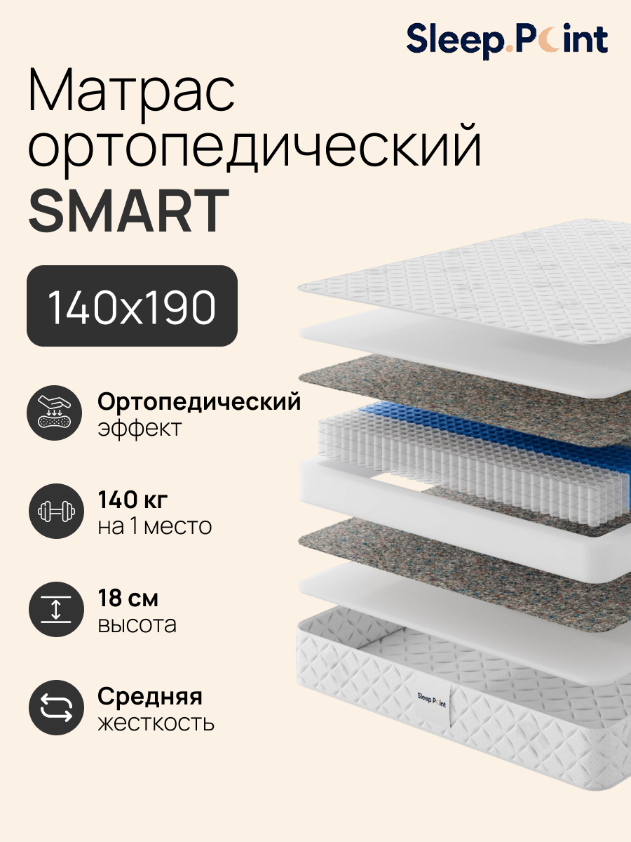 Матрас Sleep.Point "SMART", ортопедический, двусторонний, 140 см х 190 см