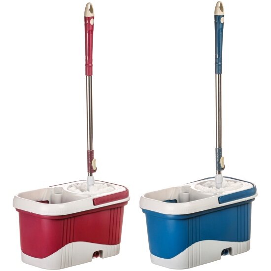 Набор для уборки Vetta ведро 12 л, с колесами, швабра с отжимом "Юла", с доп. насадкой, в ассортименте (407-047)