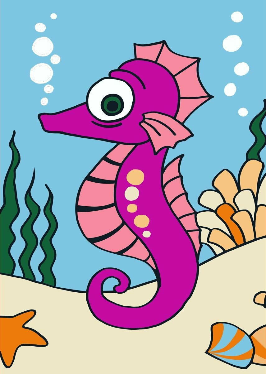 Набор для рисования песком, фреска "Hobbius" SPT-01 16.5 x 23 см №41 Морской конек