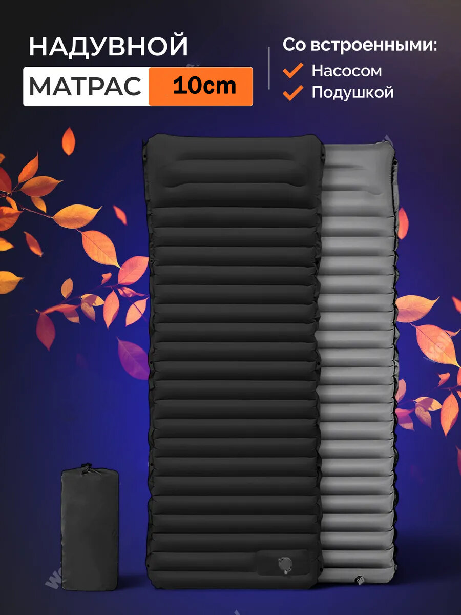 Каремат туристический Самонадувающийся матрас Коврик надувной (195x70x10 см) для горного туризма, кемпинга и отдыха
