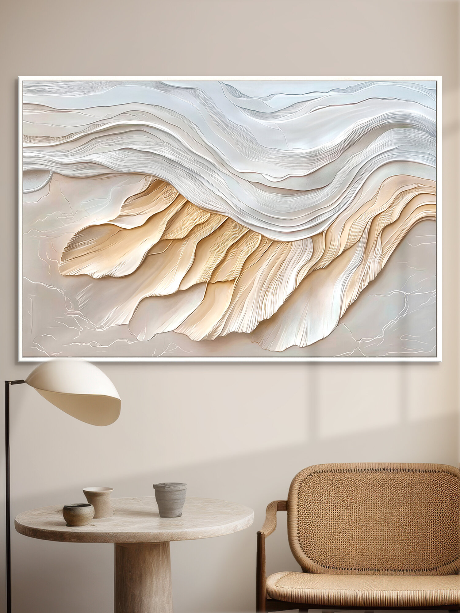 Картина "лепесток" 89х60 см — интерьерная картина в раме, горизонтальная, на бумаге, абстракция, Арт Хаус