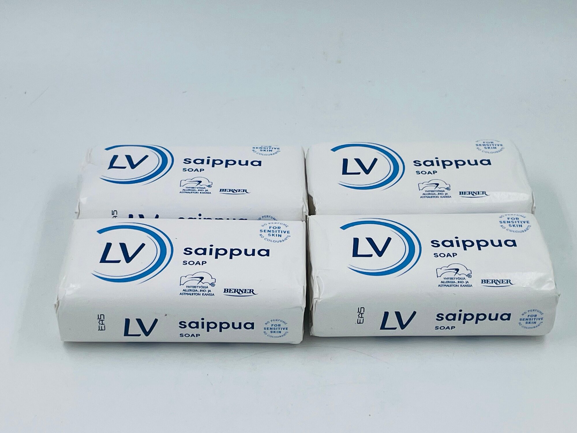 Мыло кусковое LV, 4 шт. по 100 г, гипоаллергенное, без отдушки (из Финляндии)