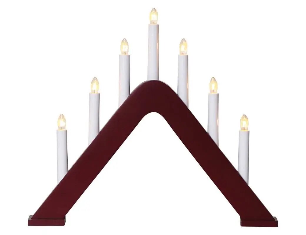 Декоративный светильник-горка JARVE, деревянный, красный, 7 тёплых белых ламп, 41х36 см, STAR trading