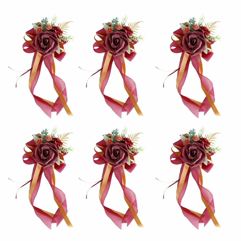 6 шт. Искусственные цветы-банты для свадебного автомобиля