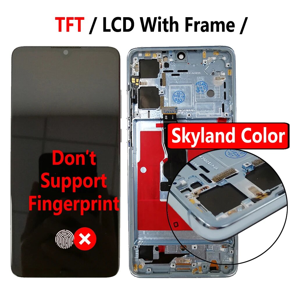 ЖК-дисплей AMOLED с рамкой для Huawei P30 AMOLED ELE-L09 ELE-L04 LCD с рамкой HUAWEI P30 Монитор ELE-L09 ELE-L04 Компонент для замены P30 LCD TFT Skyland Frame