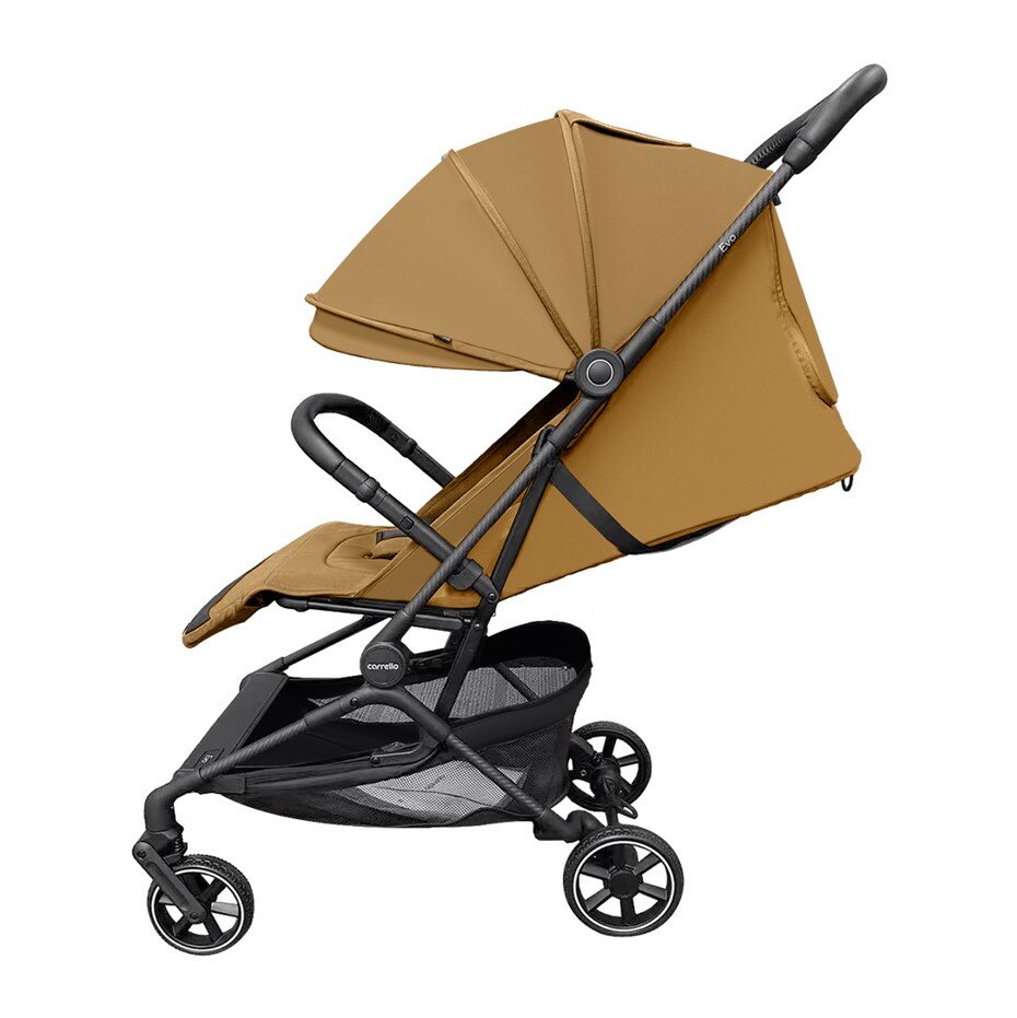 Прогулочная коляска CARRELLO Evo Medallion, карбон, бежевая, черная рама