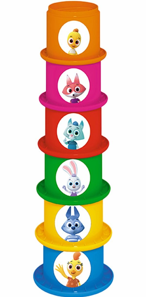 Детская пирамида-стаканчики "Цветняшки", песочный набор, 6 формочек, учим цвета и понятие больше-меньше, детские пластиковые игрушки для песочницы