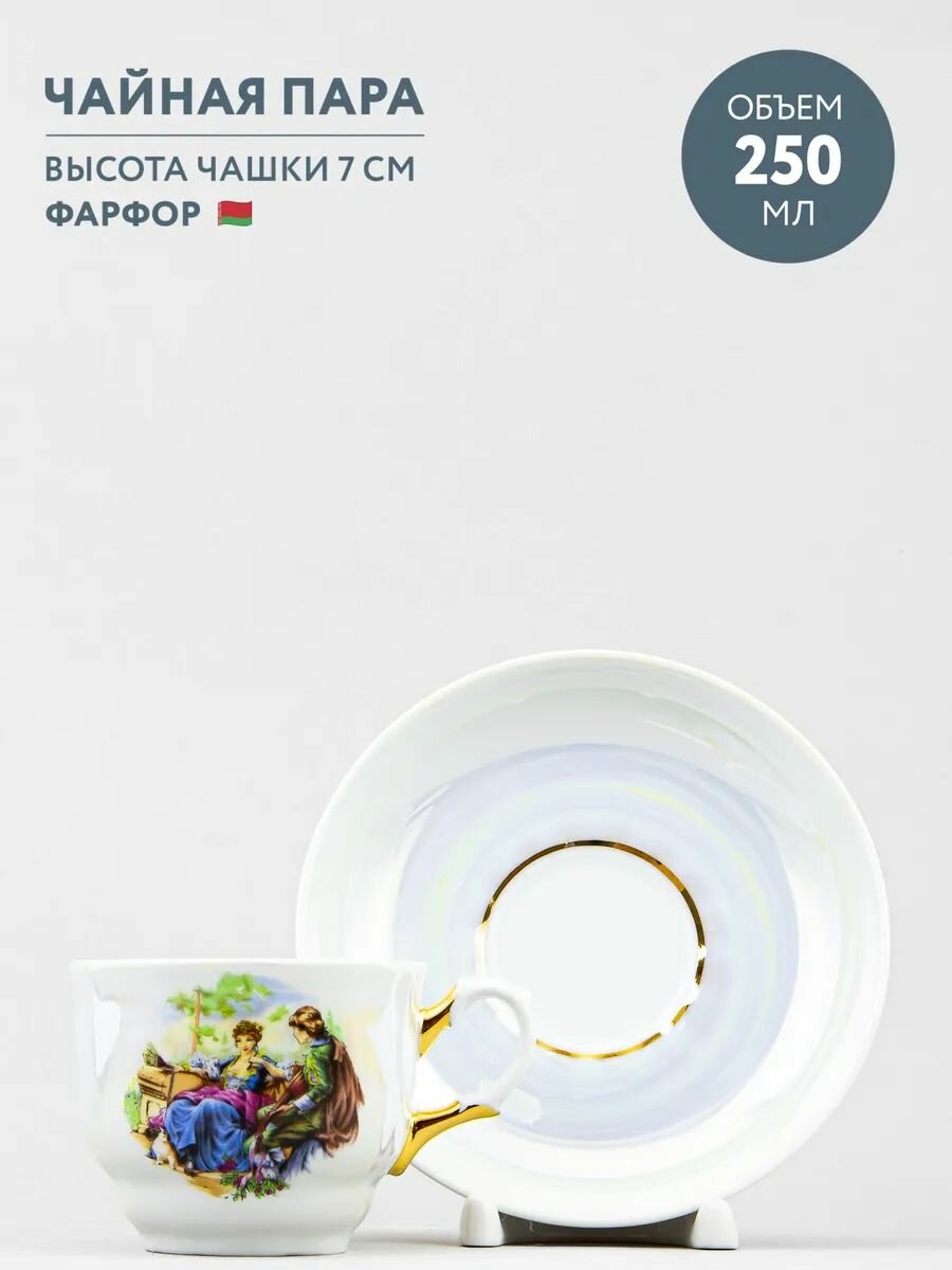 Чайная пара фарфоровая 250 мл Добрушский фарфор Мадонна (микс)