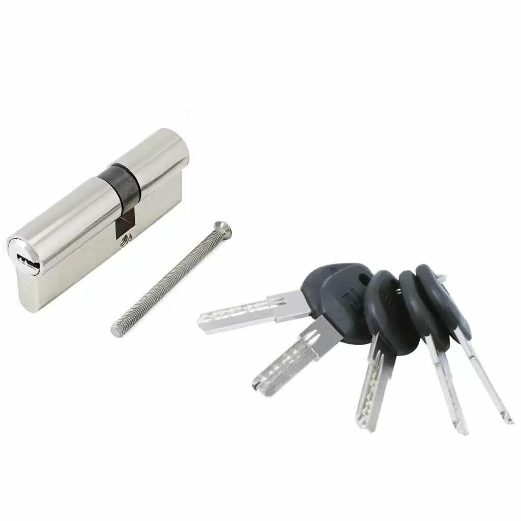 Личинка замка Аллюр для двери, 80 мм, хром, 5 перфоключей, латунь