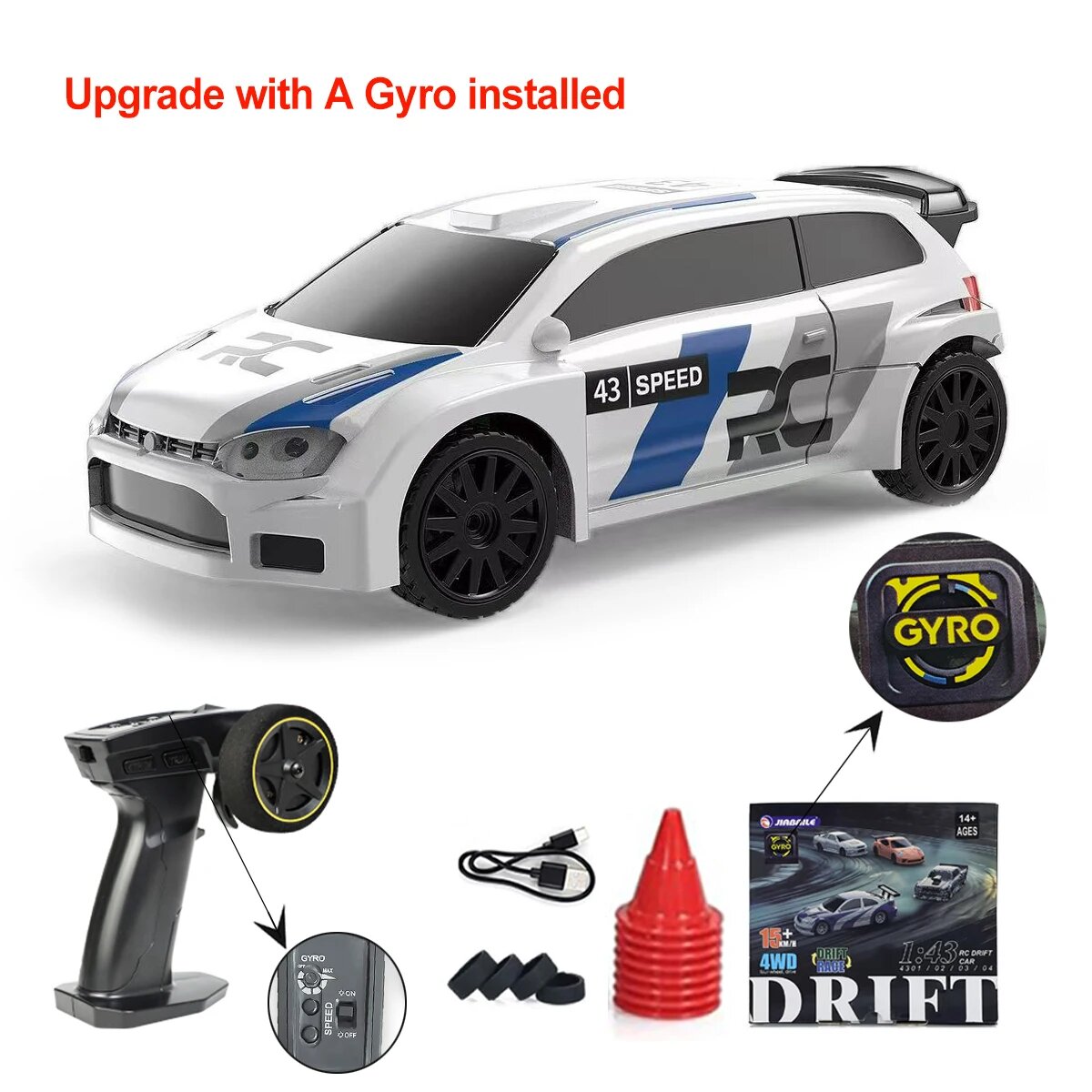 Модернизированный гироскоп 1/43 RC Drifting Car Racing RTR 4WD High Speed Radio Control Model 2.4G Drift Race Car Mini Gifts