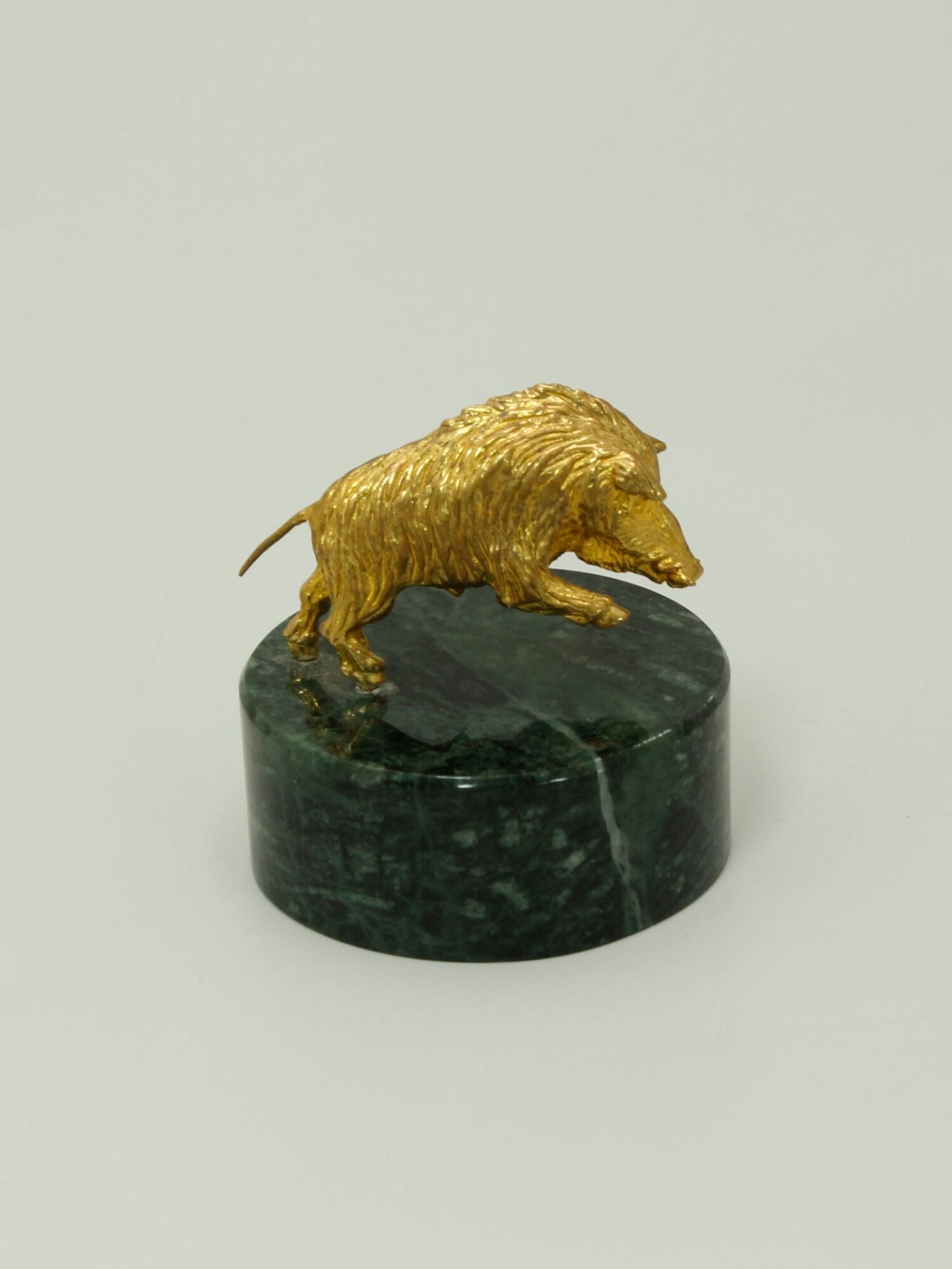 Статуэтка вепрь, материал малахит, латунь, 1930 год, антиквариат