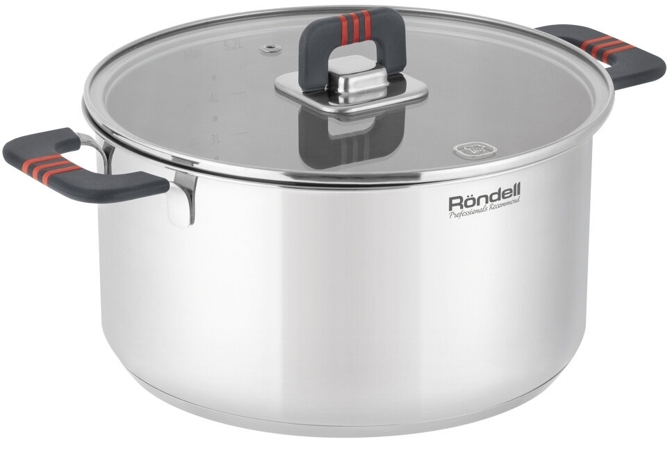 RDS-1638 / Кастрюля Rondell Stripes RDS-1638, 5.2л, с крышкой, стальной