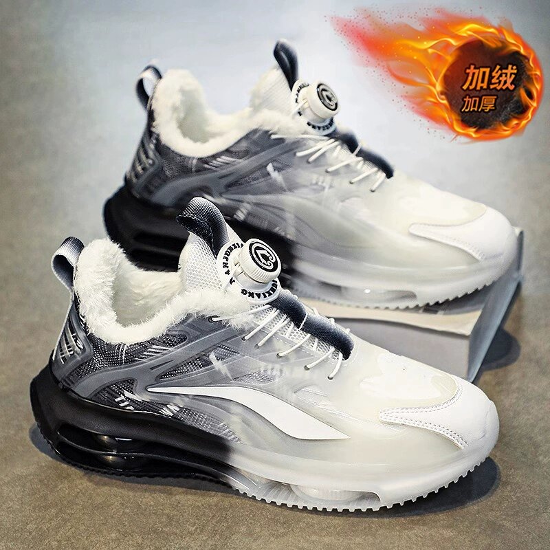 MOOCIE Мужская обувь лето 2025 года, новые амортизирующие кроссовки с воздушной подушкой для отдыха и бега, модные мужские кроссовки из бархата, теплые хлопковые кроссовки из бархата